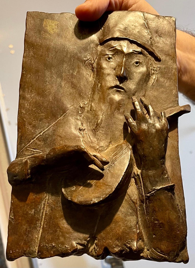 David Aronson - Bronze Sculpture Relief Troubadour Figurative American ...