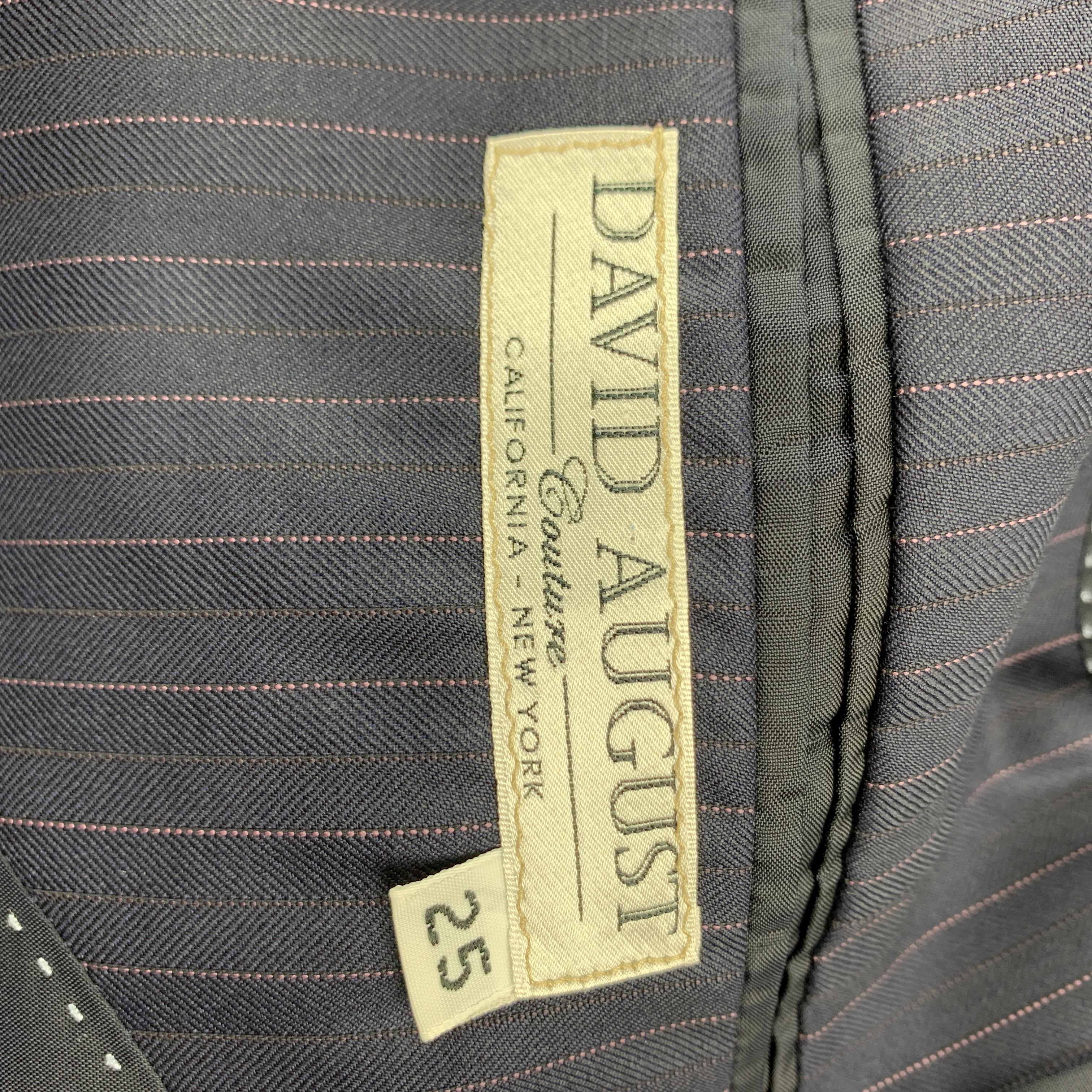 DAVID AUGUST Size 40 Navy and Pink Stripe Wool Peak Lapel 34 x 30 Suit ...