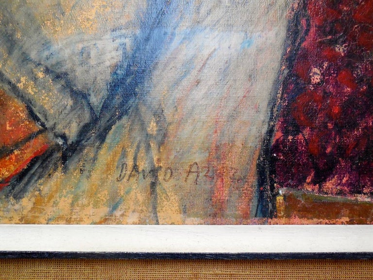 David Azuz - Shopping the Market Israeli Modernist Oil Pastel Painting ...