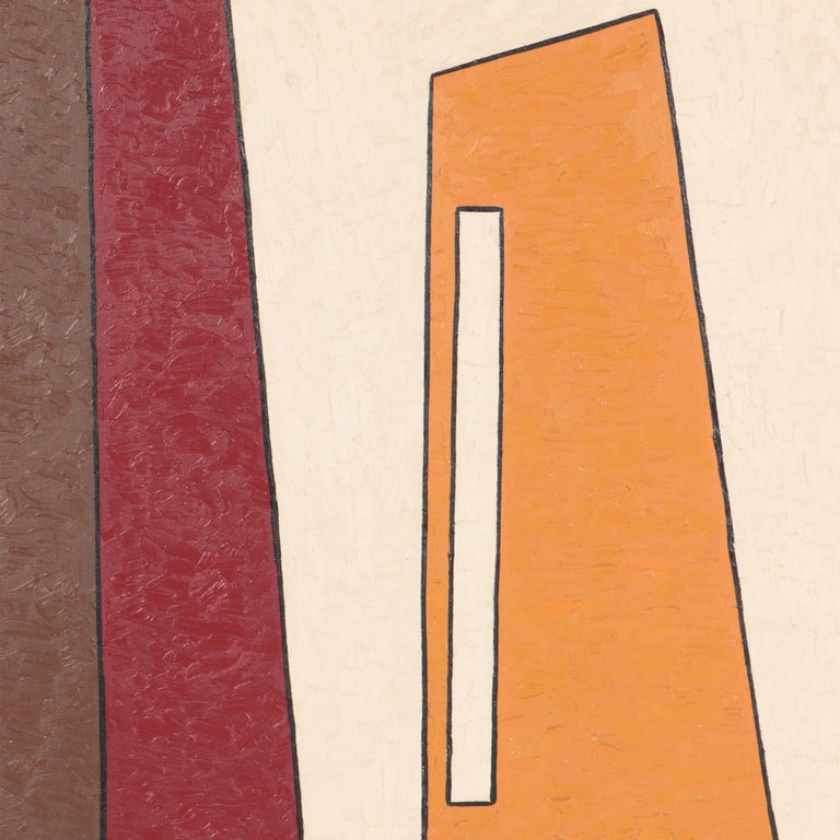 David Barros 'American, 20th Century' a Brown Maroon Abstract Painting ...