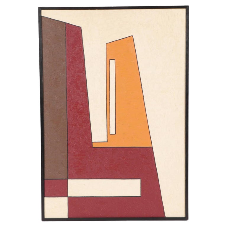 David Barros 'American, 20th Century' a Brown Maroon Abstract Painting ...
