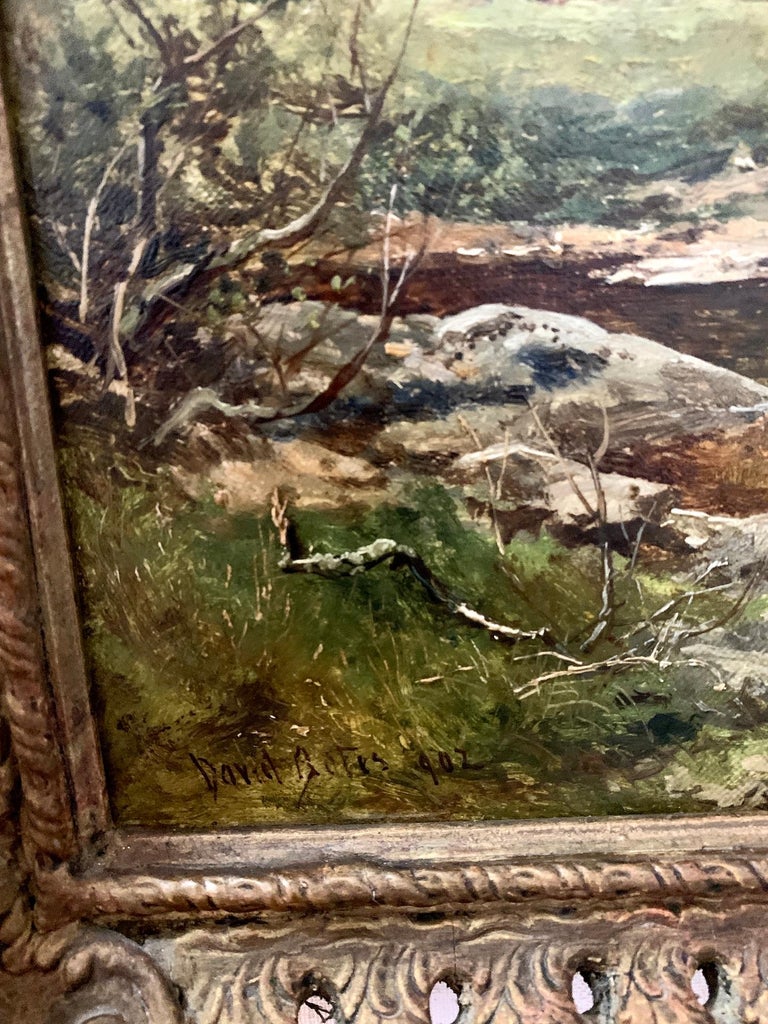 David Bates b.1840 - 19th century English River landscape with man ...