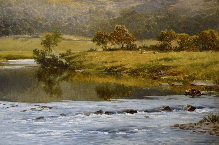 David Bates b.1840 - 19th Century Welsh river landscape oil painting of ...