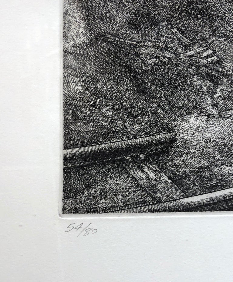 David Becker - Light Rail, Etching, Heads on a Rail Car Traveling ...