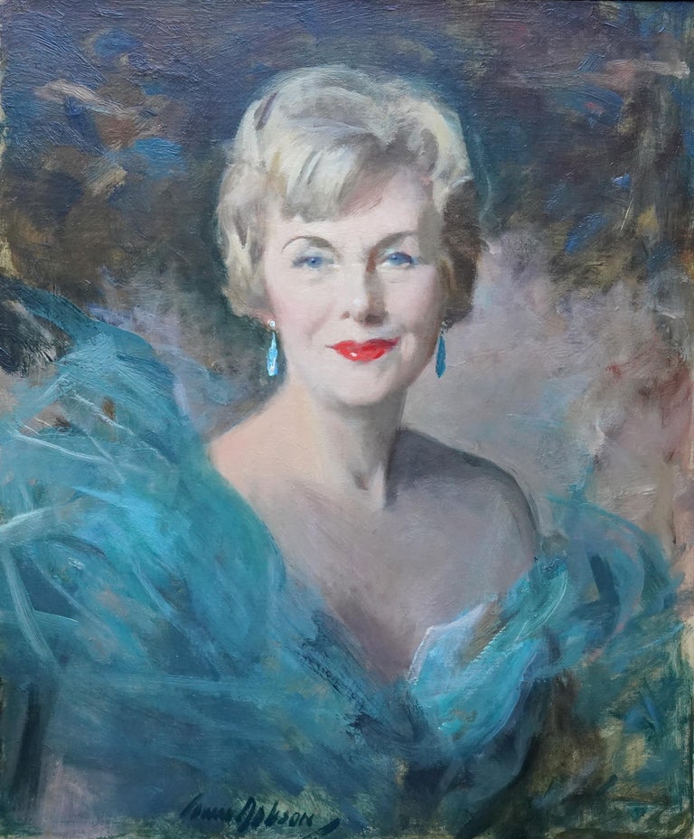 David Cowan Dobson - Portrait of a Lady in Turquoise Dress - Scottish ...