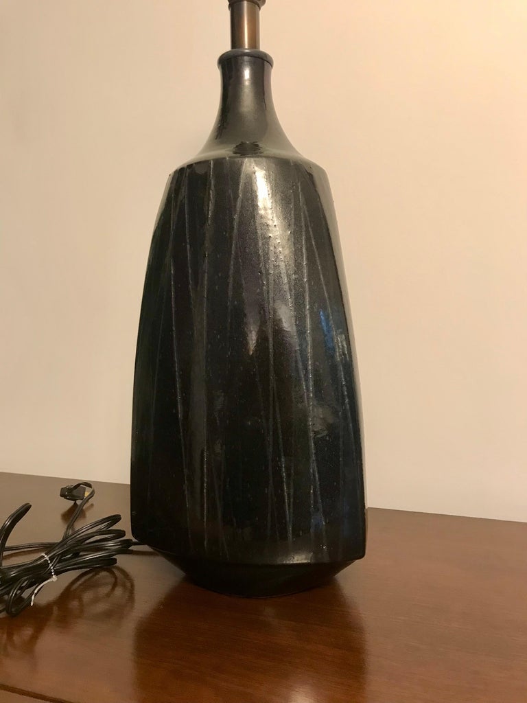 David Cressey Artisan Stoneware 'Random Line' Lamp For Sale at 1stDibs