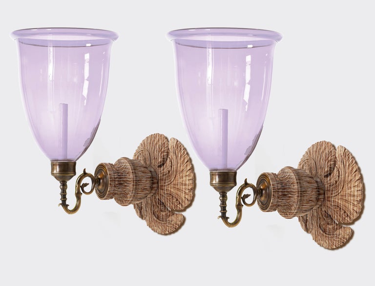 David Duncan Studio Lilac Hurricane Sconces on Large Spiral Backplates ...
