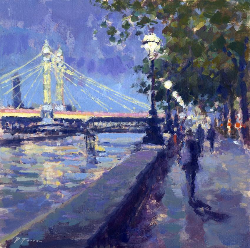 Juan del Pozo - Walking Under Blossom - Chelsea street cityscape ...