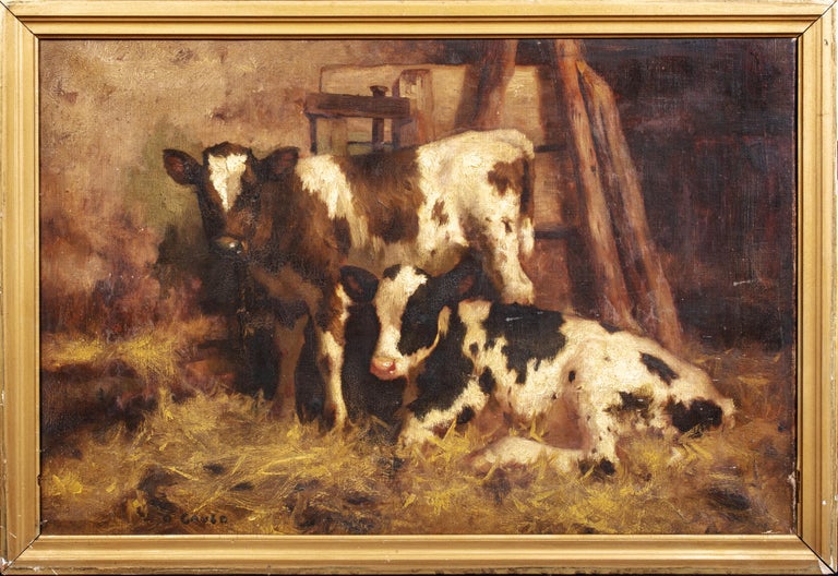 David Gauld - Ayrshire Calves In A Barn, 19th Century For Sale at 1stDibs
