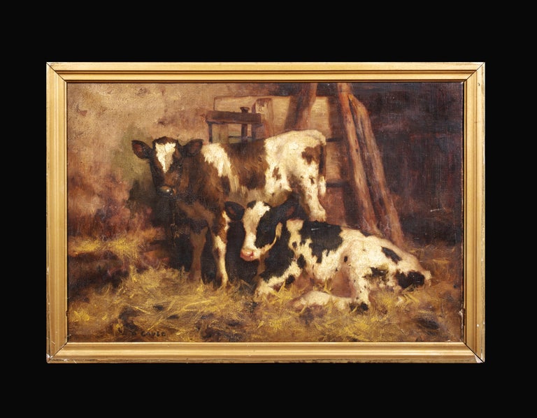 David Gauld - Ayrshire Calves In A Barn, 19th Century For Sale at 1stDibs