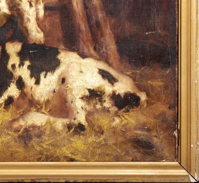 David Gauld - Ayrshire Calves In A Barn, 19th Century For Sale at 1stDibs