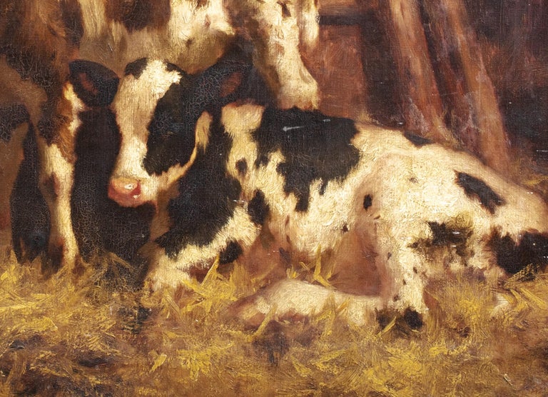 David Gauld - Ayrshire Calves In A Barn, 19th Century For Sale at 1stDibs