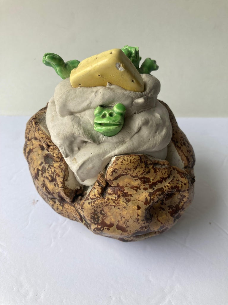 David Gilhooy, Baked Potato Frog Ceramic/Pottery Sculpture, Signed at ...