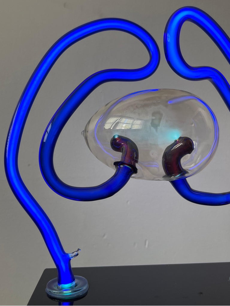 David Grant Maul Blown Glass Neon Lamp Sculpture, 1983 For Sale at 1stDibs