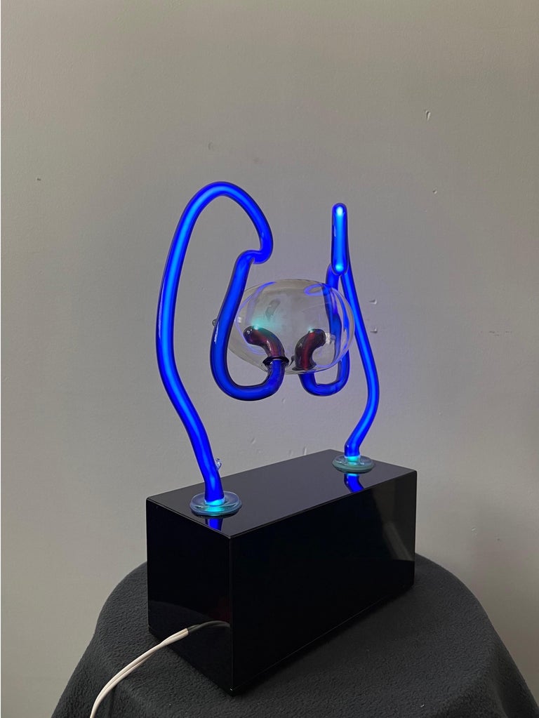 David Grant Maul Blown Glass Neon Lamp Sculpture, 1983 For Sale at 1stDibs