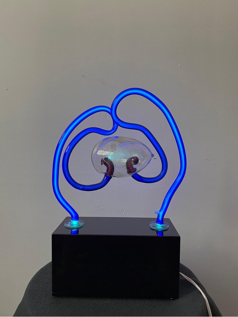 David Grant Maul Blown Glass Neon Lamp Sculpture, 1983 For Sale at 1stDibs