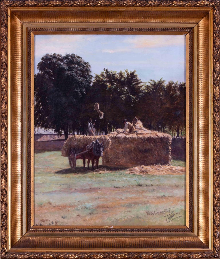 David Hamilton - British, 19th Century oil painting of harvest time in ...