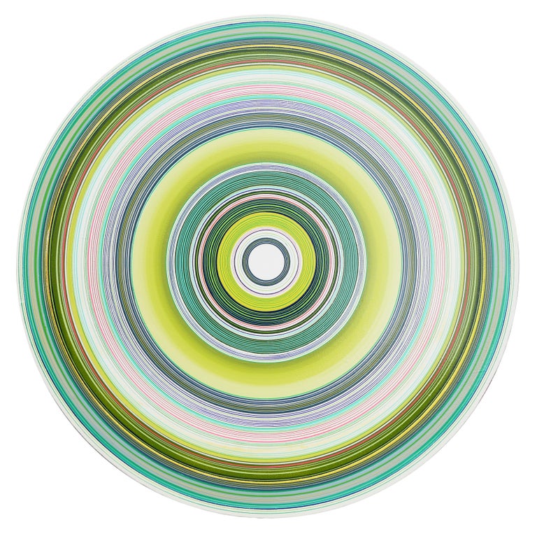 David Hardaker - "Harmonic Generator" Green Toned Circular Painting ...