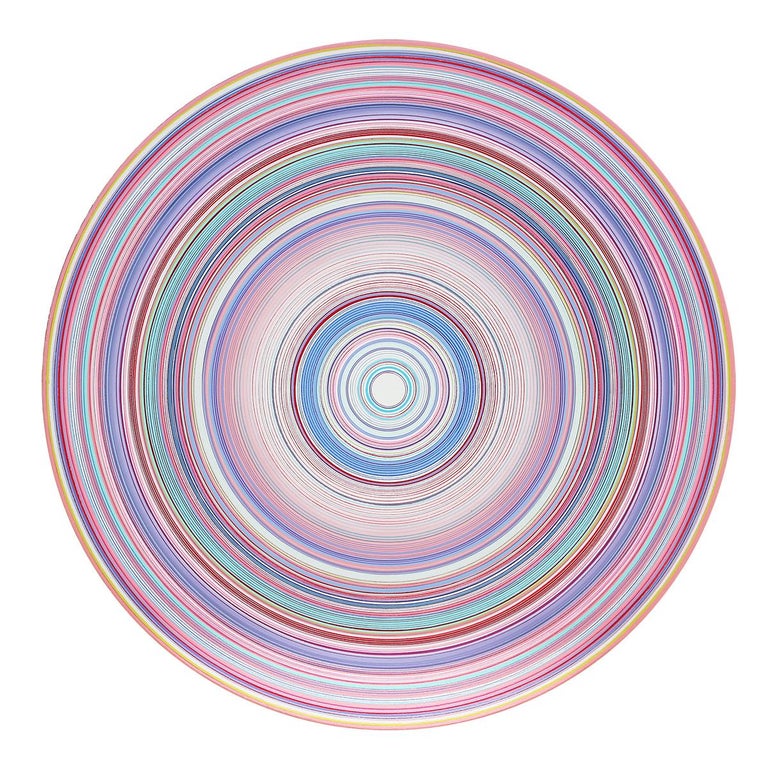 David Hardaker - "Wishing" Pink, Red, and Light Blue Circular Painting ...