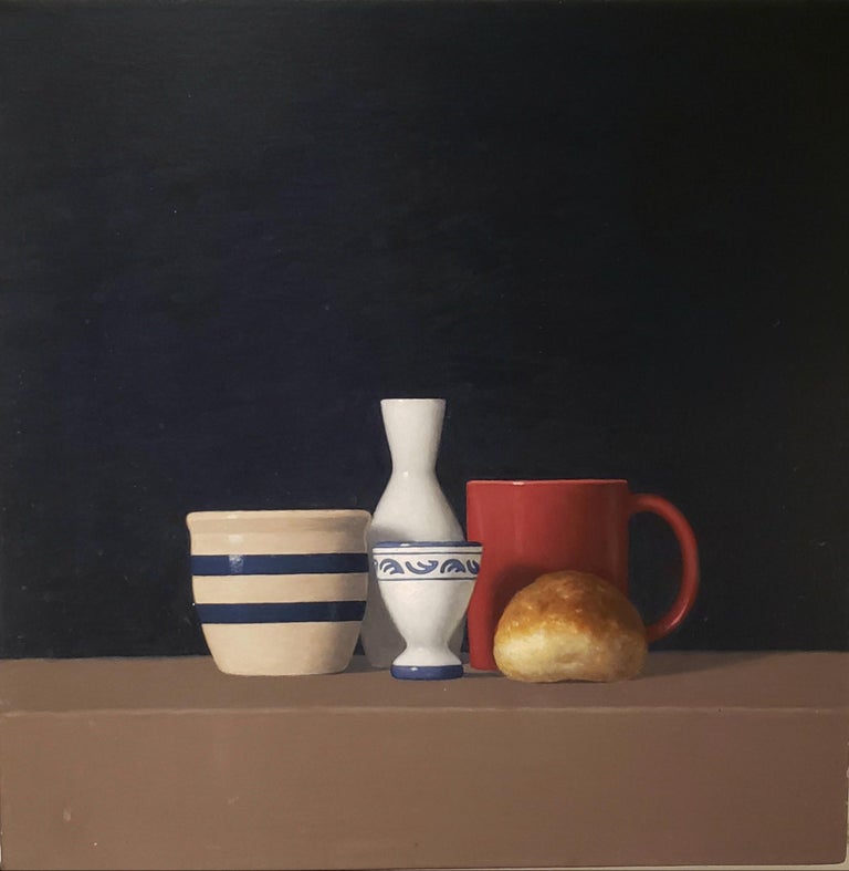 David Harrison - Roll with Four Objects, Oil Painting, Realism, 24 x 24 ...