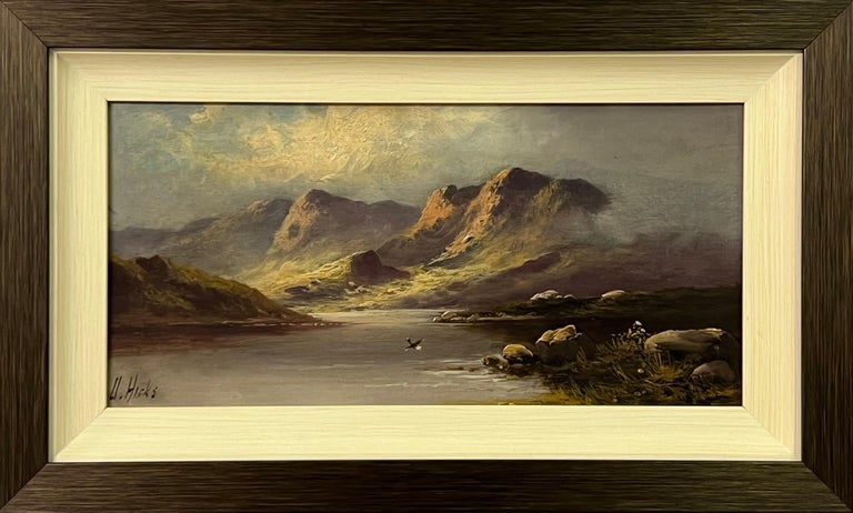 David Hicks - Mountain Lake Oil Painting by 19th Century British Artist ...