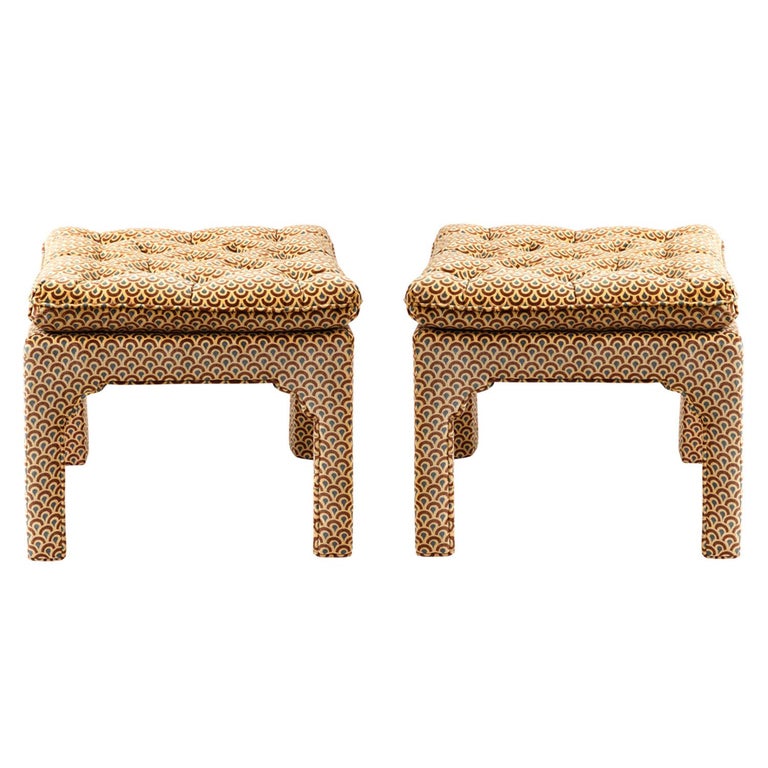 David Hicks Style Pair of Upholstered Benches, 1970s For Sale at 1stDibs