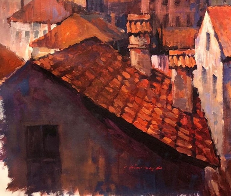 David Hinchliffe - Venice Rooftops - Oil on Canvas For Sale at 1stDibs