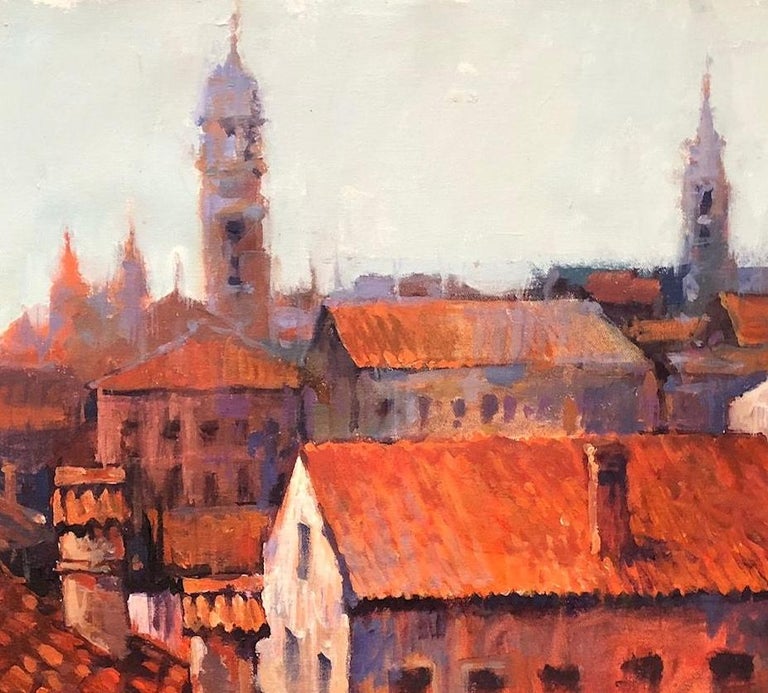David Hinchliffe - Venice Rooftops - Oil on Canvas For Sale at 1stDibs