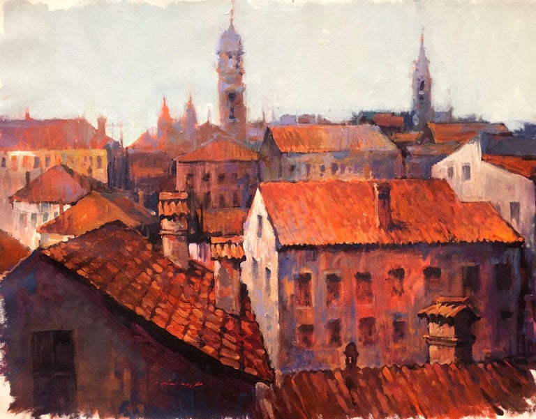 David Hinchliffe - Venice Rooftops - Oil on Canvas For Sale at 1stDibs