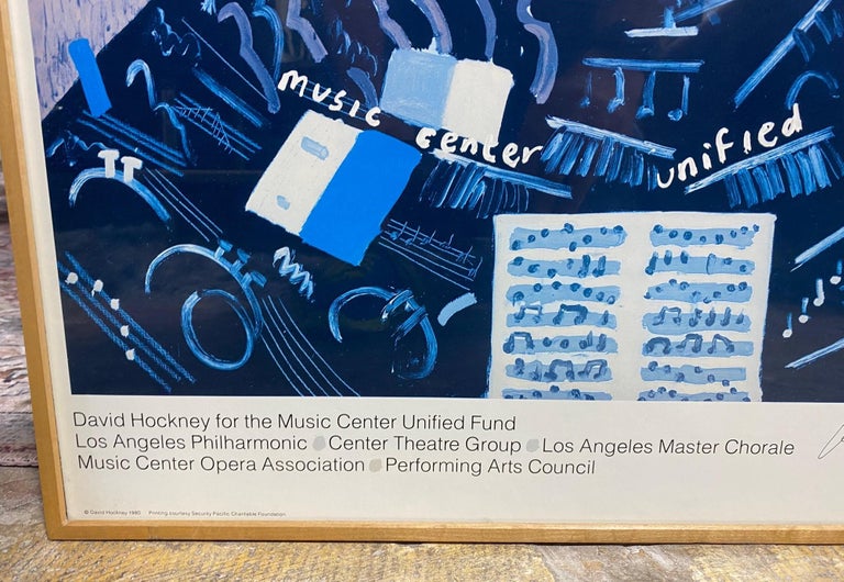David Hockney Hand Signed Music Center Lithographic Color Poster, 1981 ...
