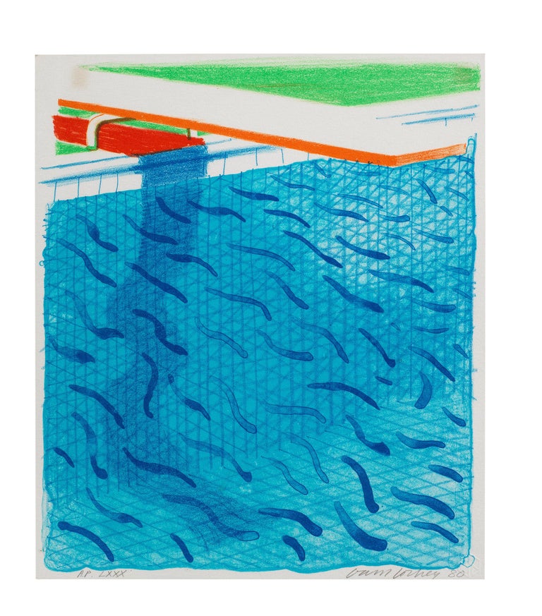David Hockney - Pool Made with Paper and Blue Ink for Book, from Paper ...