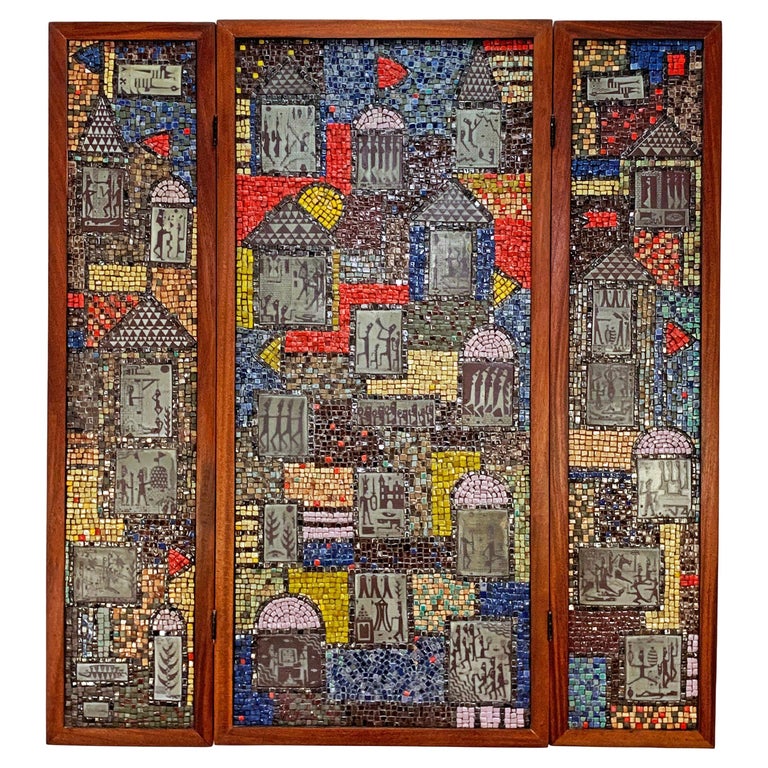 David Holleman Mosaic Tile Modernist Triptych, Circa 1960s For Sale at 1stDibs