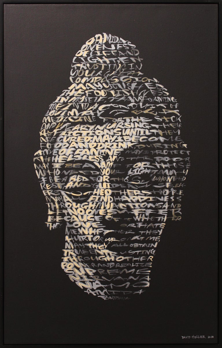 David Hollier - "Buddha" Text: Metta Karuna Prayer, Acrylic on Canvas ...