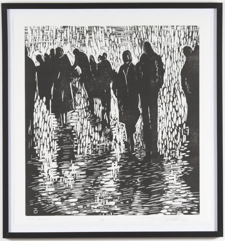 David Hostetler - David Hostetler The Crowd Woodcut Print Abstract ...