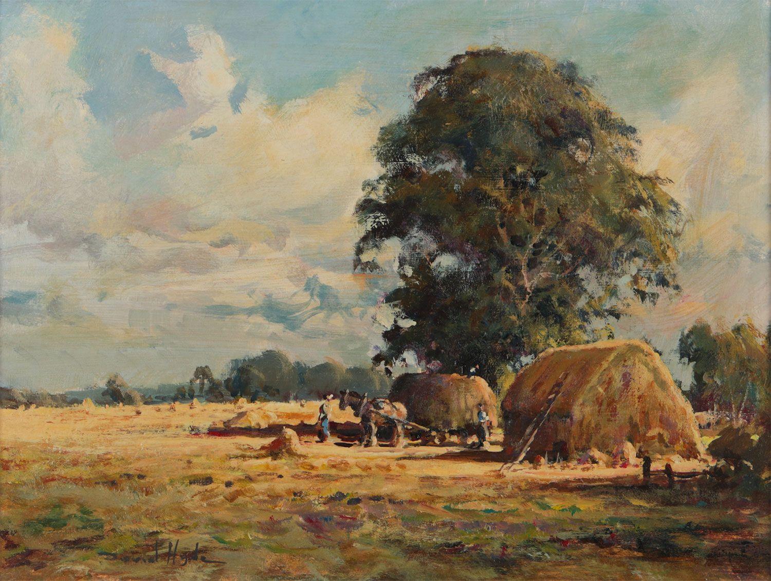 David Hyde - English Harvest - Vintage Impressionist Landscape Painting ...