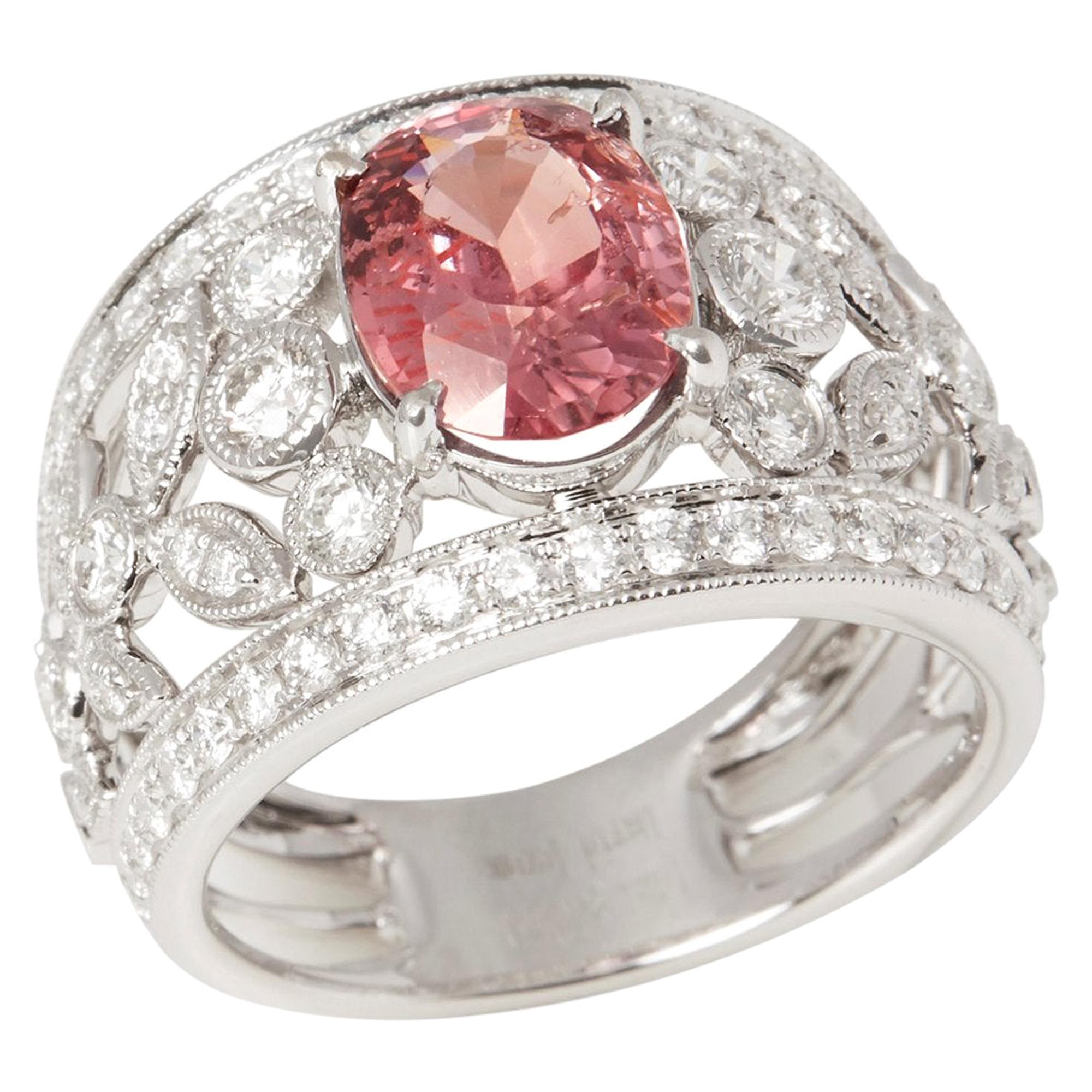 1.98ct Natural Padparadscha Sapphire and DIamond Ring at 1stDibs ...