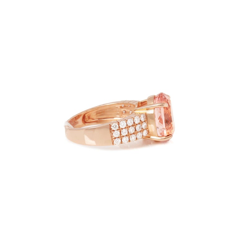 Certified 5.46ct Untreated Brazilian Oval Cut Morganite and Diamond ...
