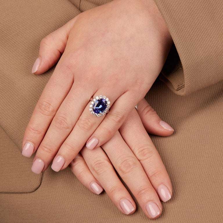 David Jerome Certified 6.5ct Tanzanite and Diamond Ring at 1stDibs