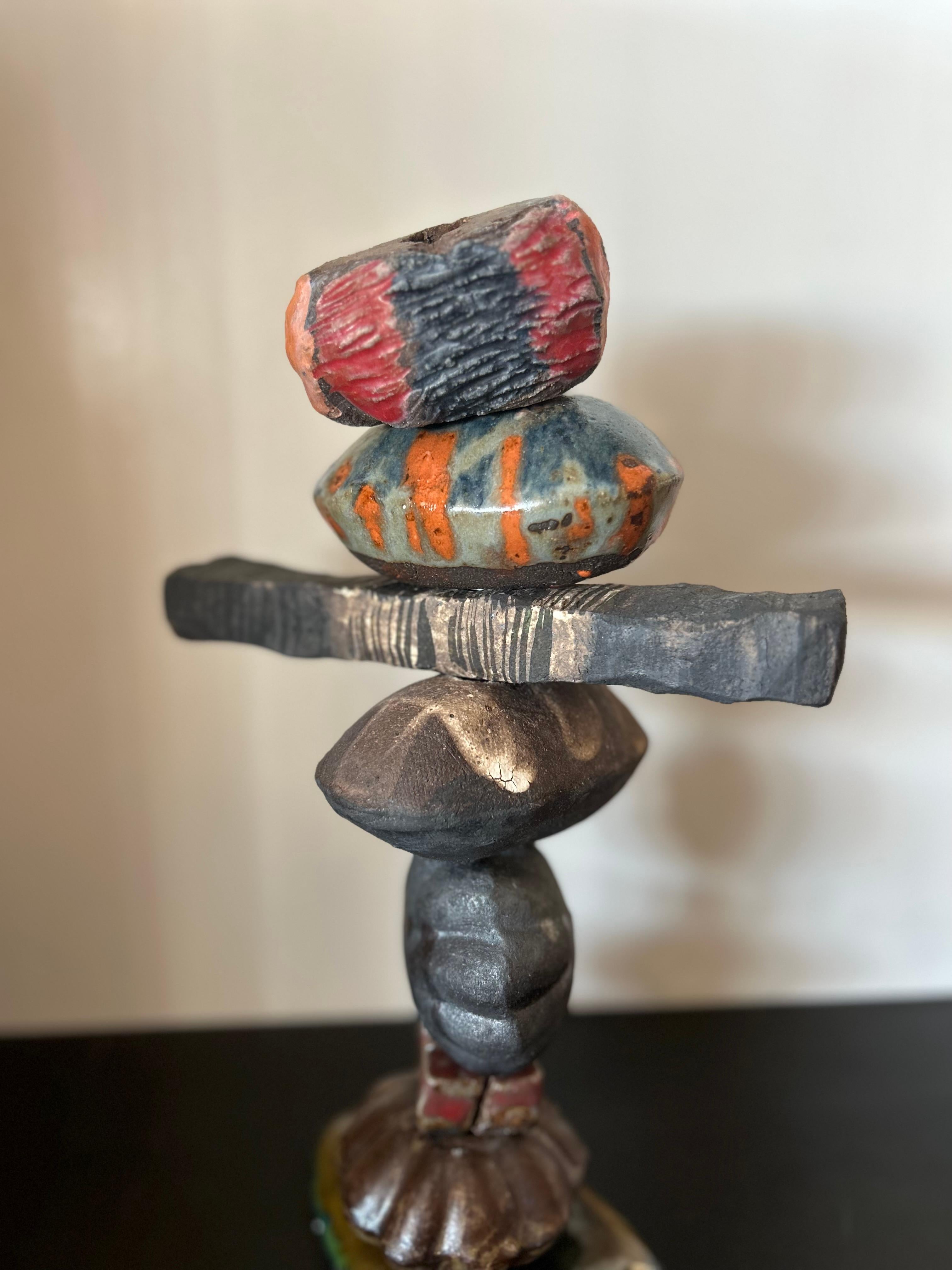 Interchangeable Ceramic Totem Sculpture by David Keeps For Sale at 1stDibs