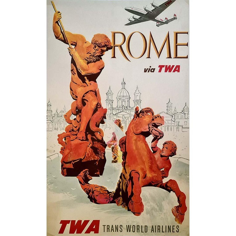 David Klein - 1948 Original poster by David Klein for TWA and its trips ...