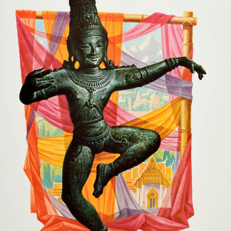 David Klein - Original Vintage Travel Poster Fly TWA The Orient Buddha ...