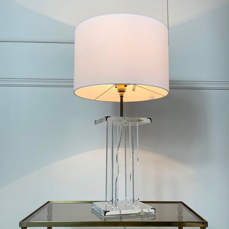 David Lange for Roche Bobois Lucite Table Lamp For Sale at 1stDibs