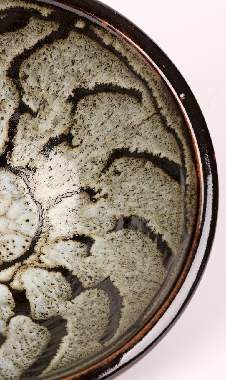 David Leach Tenmoku and Dolomite Glazed Wax Resist Studio Pottery Bowl ...