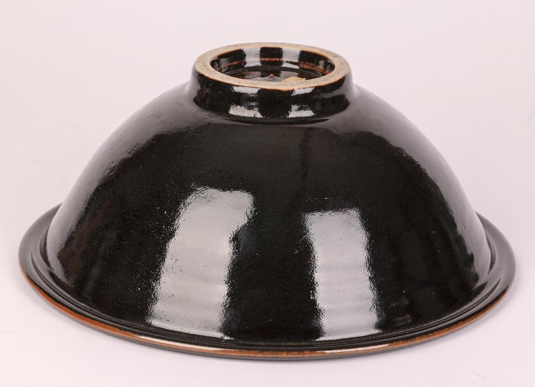 David Leach Tenmoku and Dolomite Glazed Wax Resist Studio Pottery Bowl ...