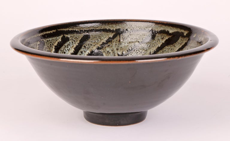 David Leach Tenmoku and Dolomite Glazed Wax Resist Studio Pottery Bowl ...