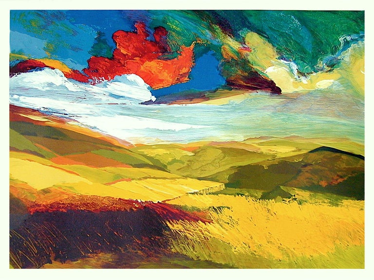 David Leverett - AFFIRMATION Signed Lithograph, Abstract Landscape ...