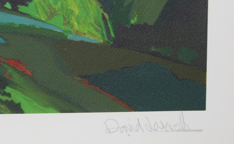 David Leverett - Greenfields, Colorful Landscape Lithograph by David ...