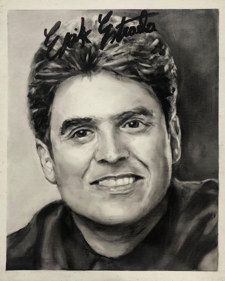 David Lyle - Erik Estrada - Black and White Celebrity Portrait Oil ...