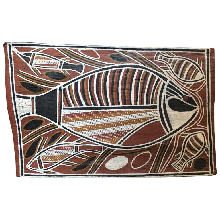 David Malangi Aborigine Painting on Bark, circa 1980 For Sale at 1stDibs