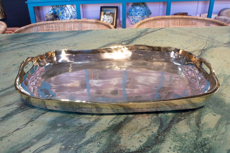 David Marshall, 1980s 2-Tone Gilt Bronze Designer Tray For Sale at 1stDibs